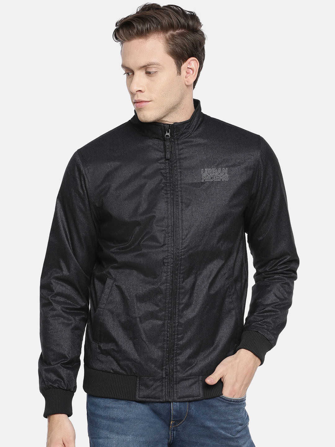 Buy Lee Urban Riders Men Black Solid Enzo Slim Fit Bomber Slim Fit ...