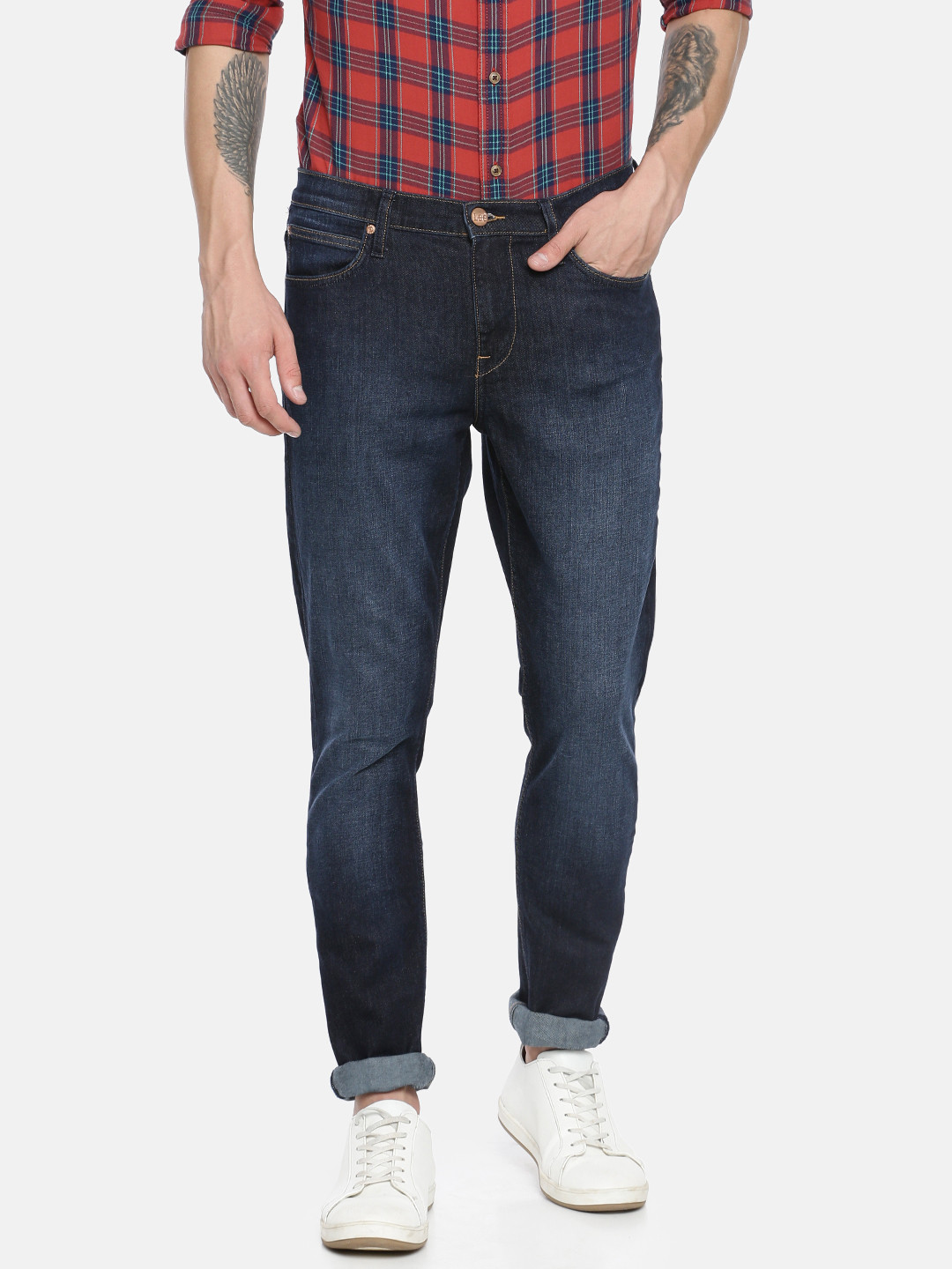 Buy Lee Men Blue Bruce Skinny Fit Mid Rise Clean Look Stretchable Jeans ...