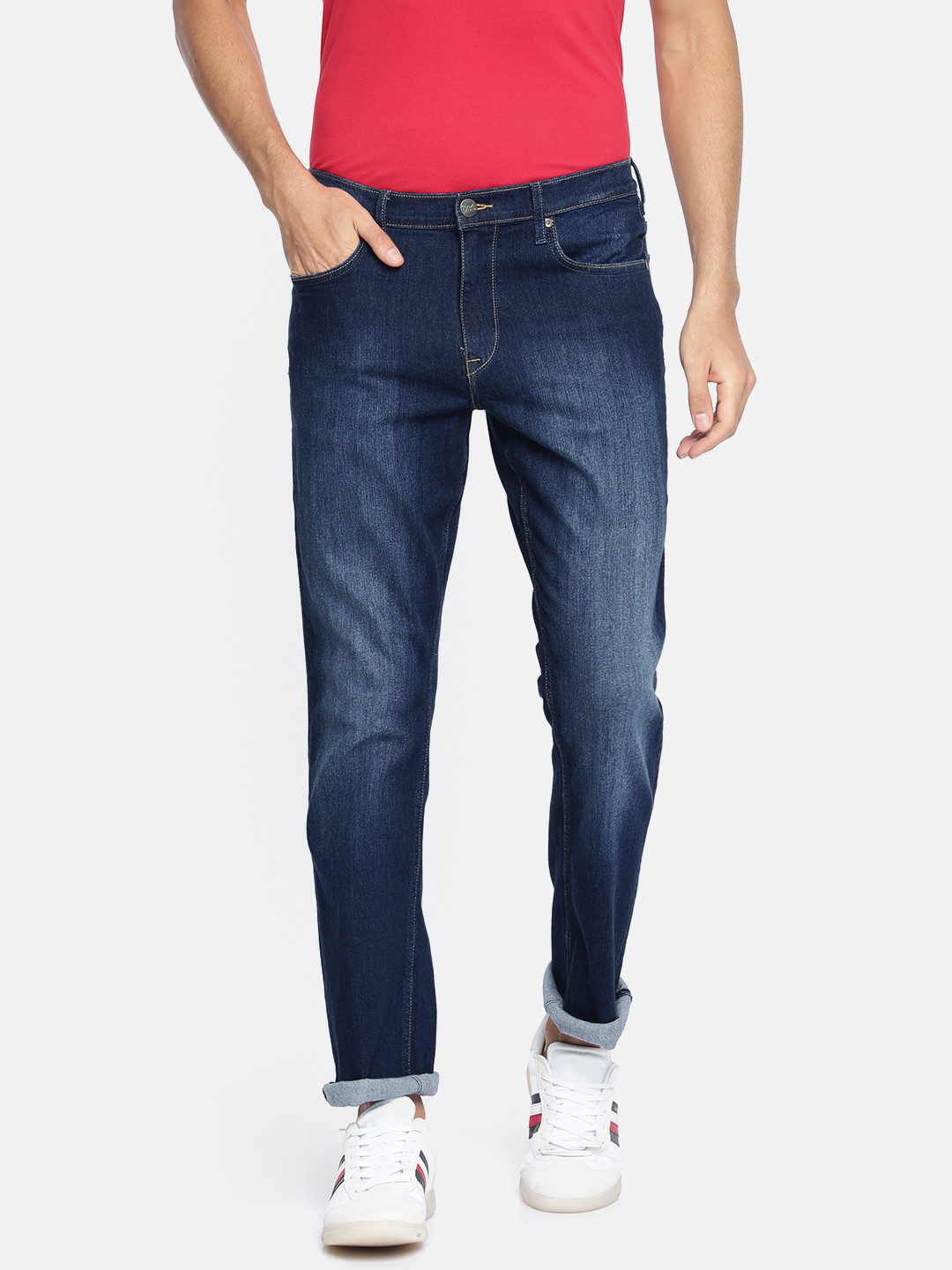 Buy Lee Men Blue Rodeo Regular Fit Mid Rise Clean Look Stretchable ...