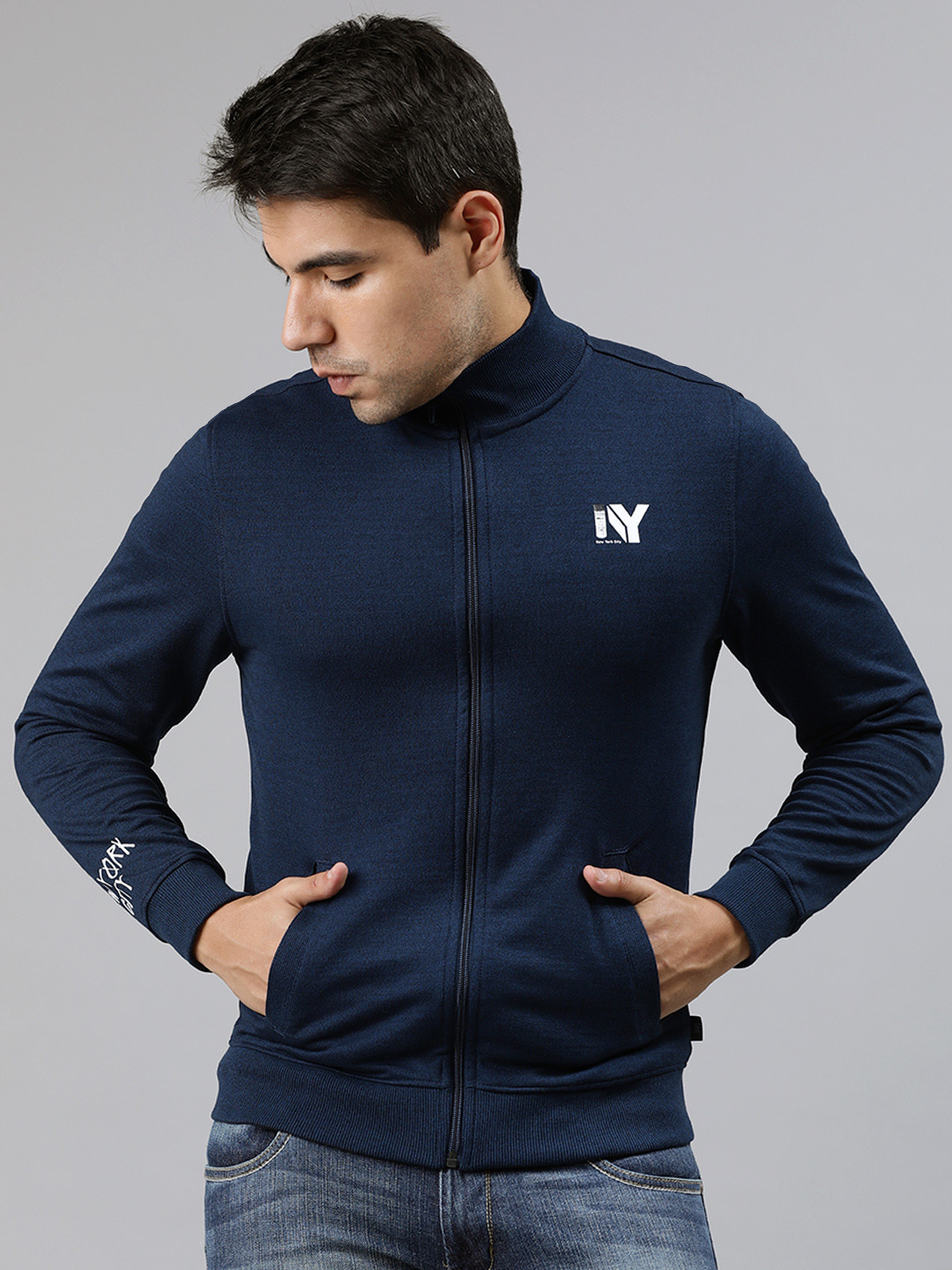 Buy Lee Men Navy Blue Solid Sweatshirt - Sweatshirts for Men 10291697 ...