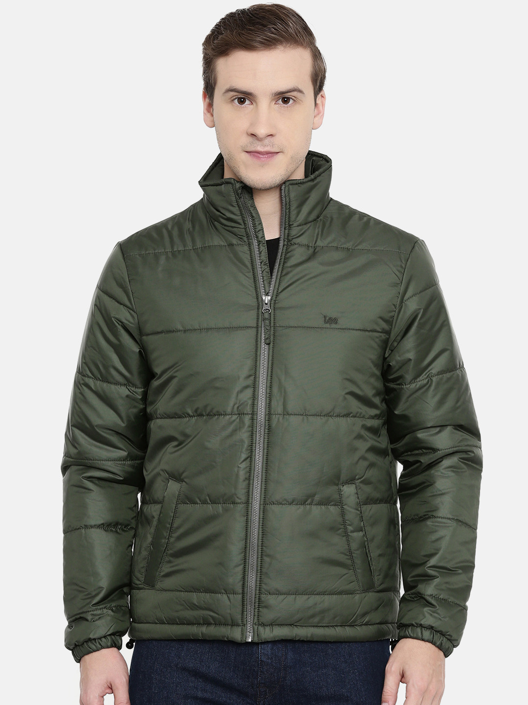 Buy Lee Men Green Solid Puffer Slim Fit Jacket - Jackets for Men 10291705 | Myntra