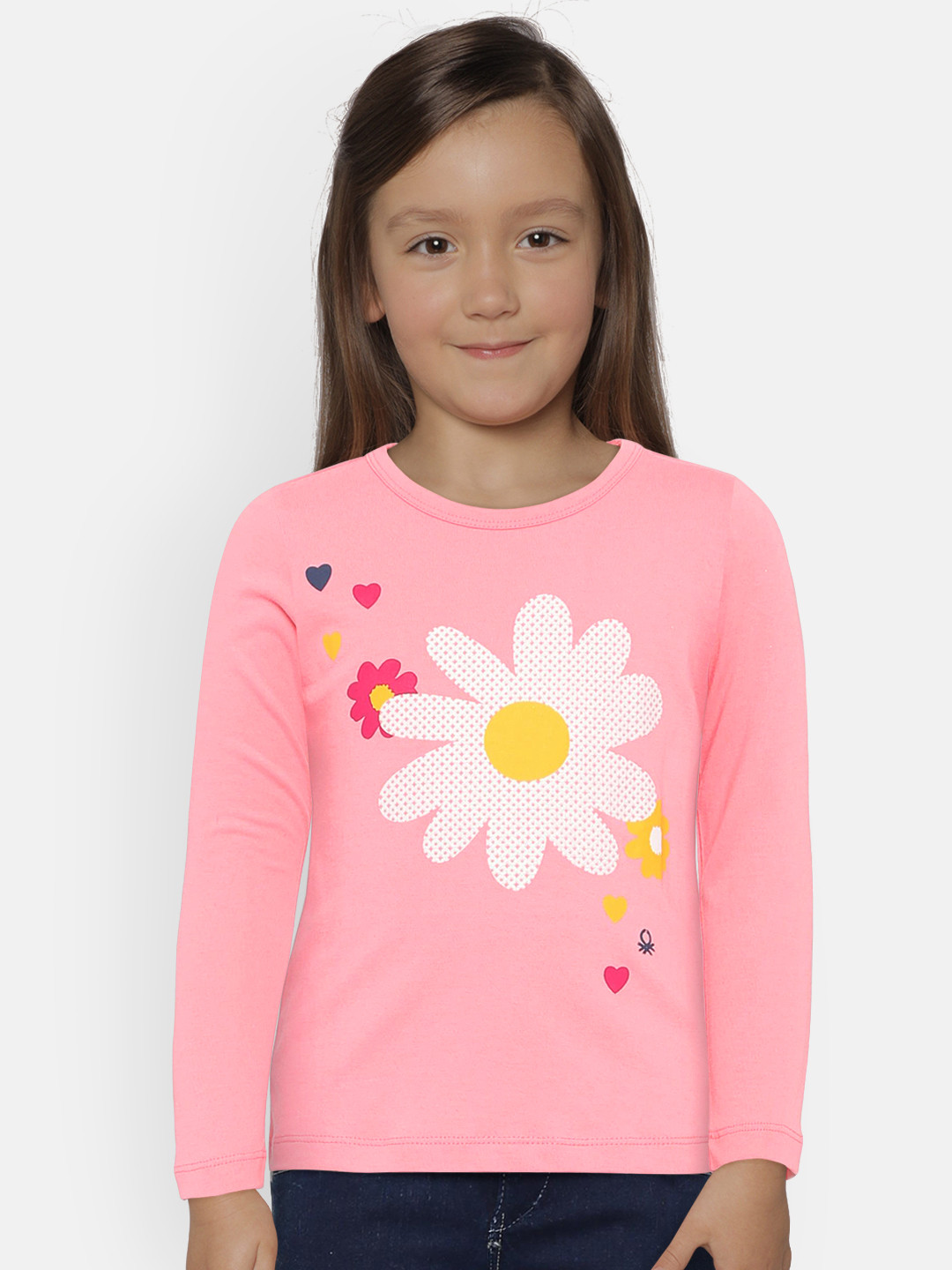 Buy United Colors Of Benetton Girls Pink Printed Round Neck T Shirt ...