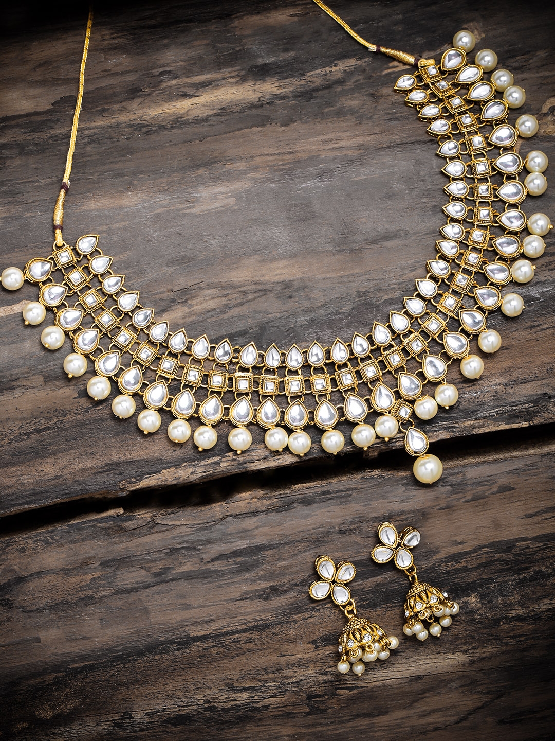 Buy Zaveri Pearls Gold Toned Traditional Kundan And Pearls Choker