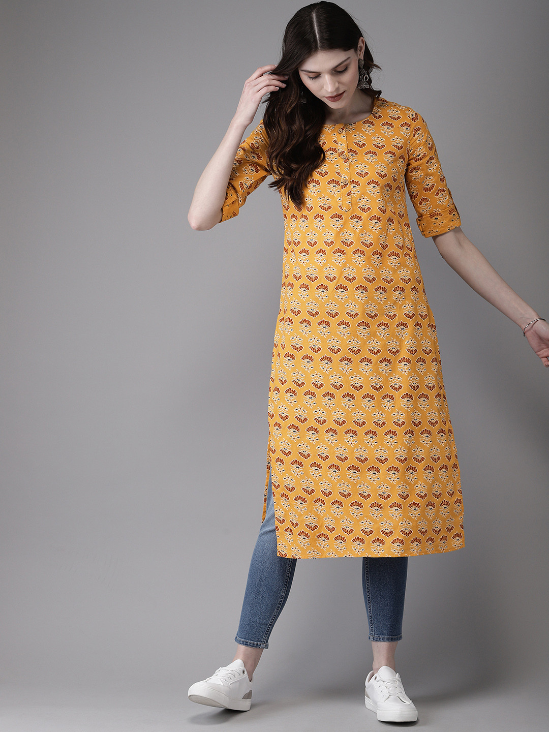 Buy Anouk Women Multicoloured Printed A Line Kurta - Kurtas for Women ...