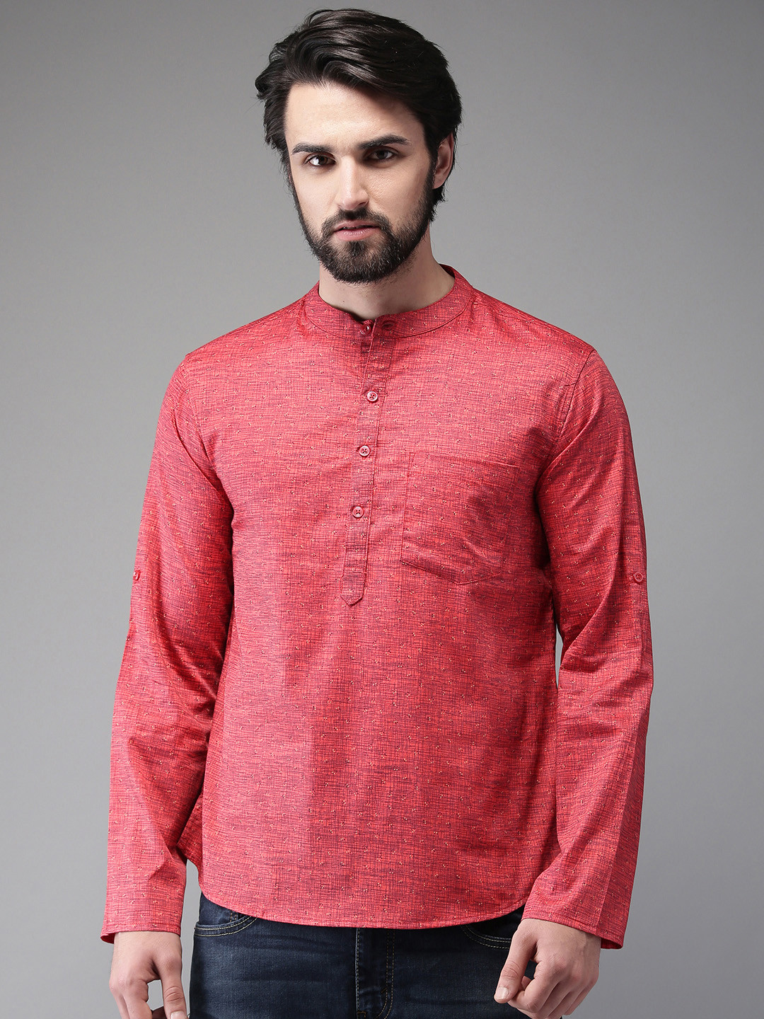 Buy Anouk Men Red Printed Straight Kurta - Kurtas for Men 10307929 | Myntra