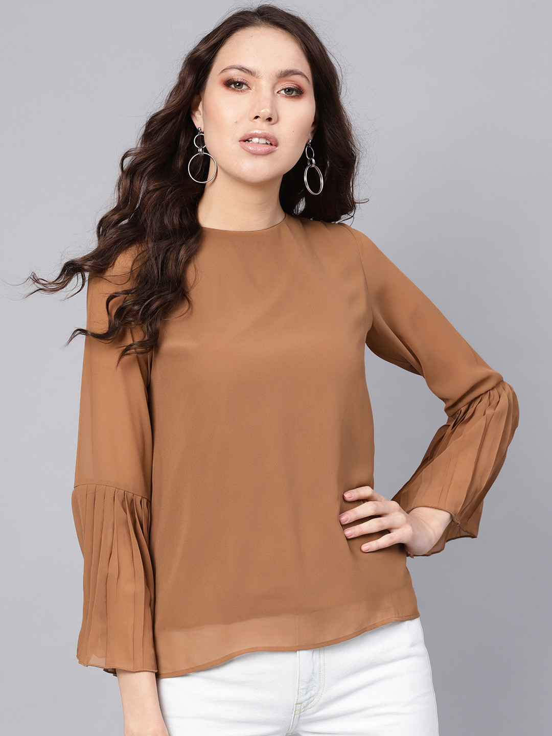 Buy SASSAFRAS Women Brown Solid Top - Tops for Women 10308527 | Myntra