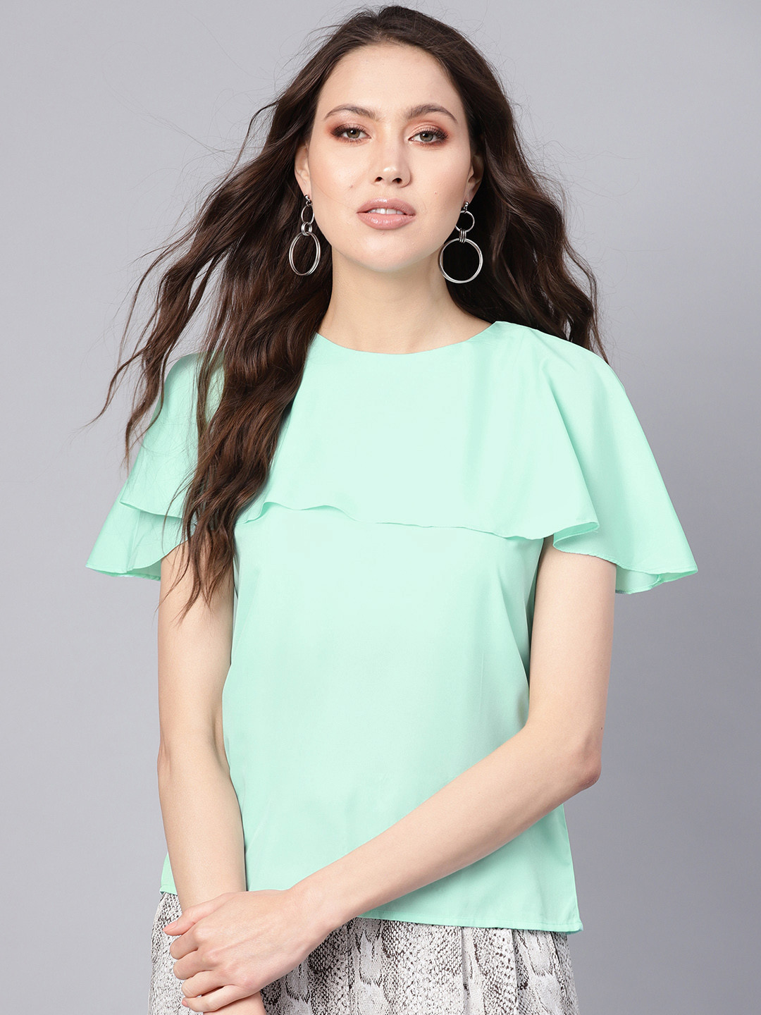 Buy SASSAFRAS Women Sea Green Solid Top - Tops for Women 10308573 | Myntra