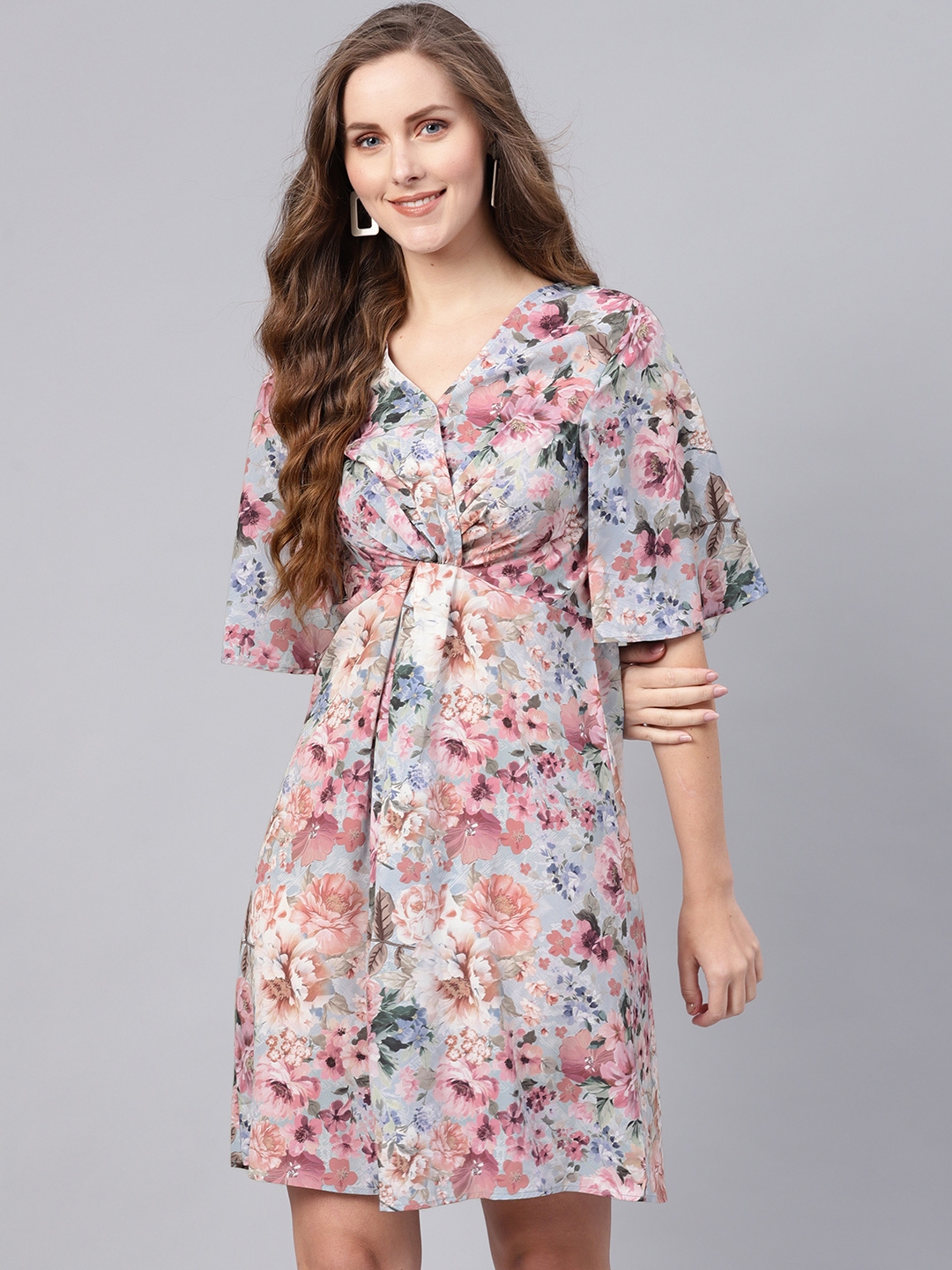 Buy SASSAFRAS Women Blue & Pink Printed Wrap Dress - Dresses for Women ... Buy SASSAFRAS Women Blue & Pink Printed Wrap Dress - Dresses for Women ...