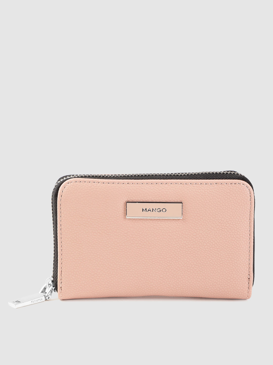 Buy MANGO Women Dusty Pink Solid Zip Around Wallet - Wallets for Women ...