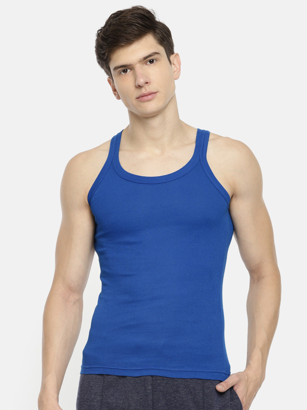Buy SOLO Men Blue Solid Innerwear Vest - Innerwear Vests for Men ...