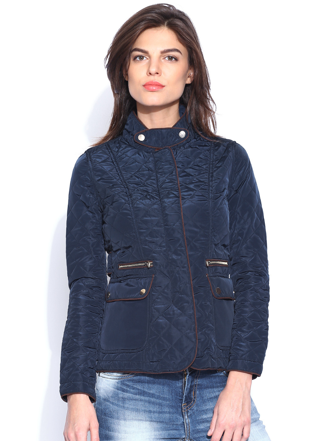 Buy U.S. Polo Assn. Women Navy Quilted Jacket - Jackets for Women ...