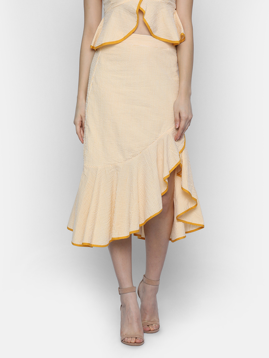 Buy ISU Women Yellow Striped Trumpet Skirt - Skirts for Women 10329331 ...