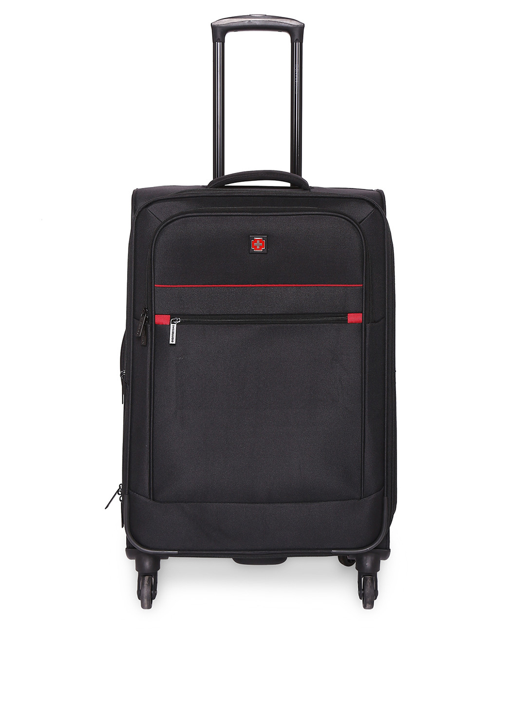 Buy SWISS BRAND Black Solid Barcelona Soft Sided Large Trolley Suitcase ...