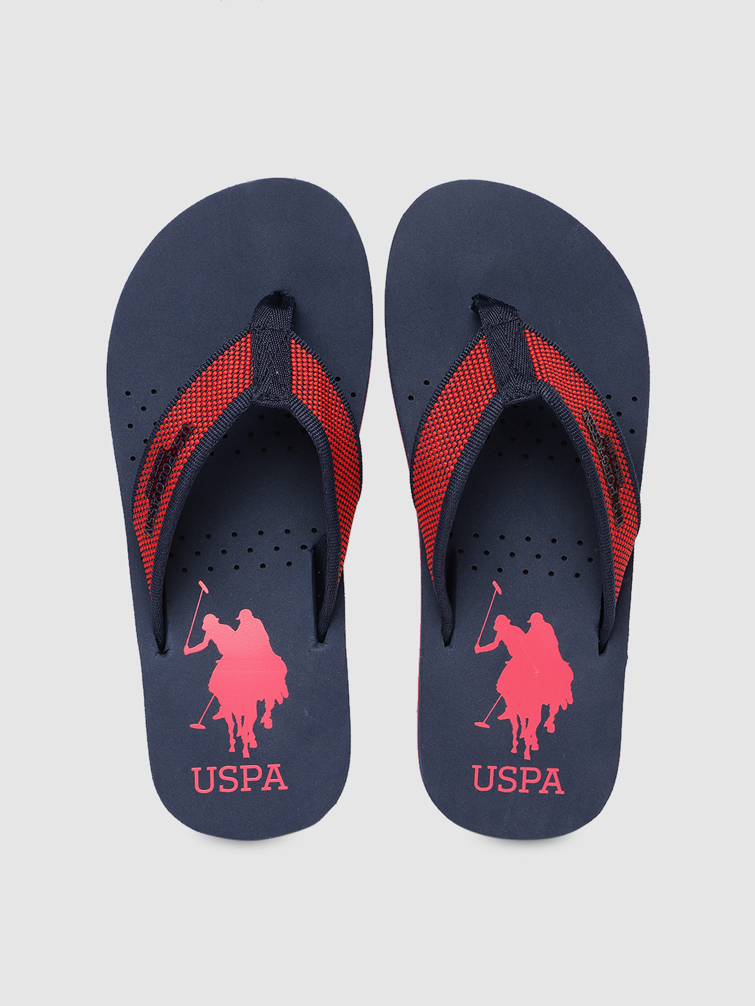 Buy U.S. Polo Assn. Men Navy Blue & Red Printed Thong Flip Flops - Flip ...