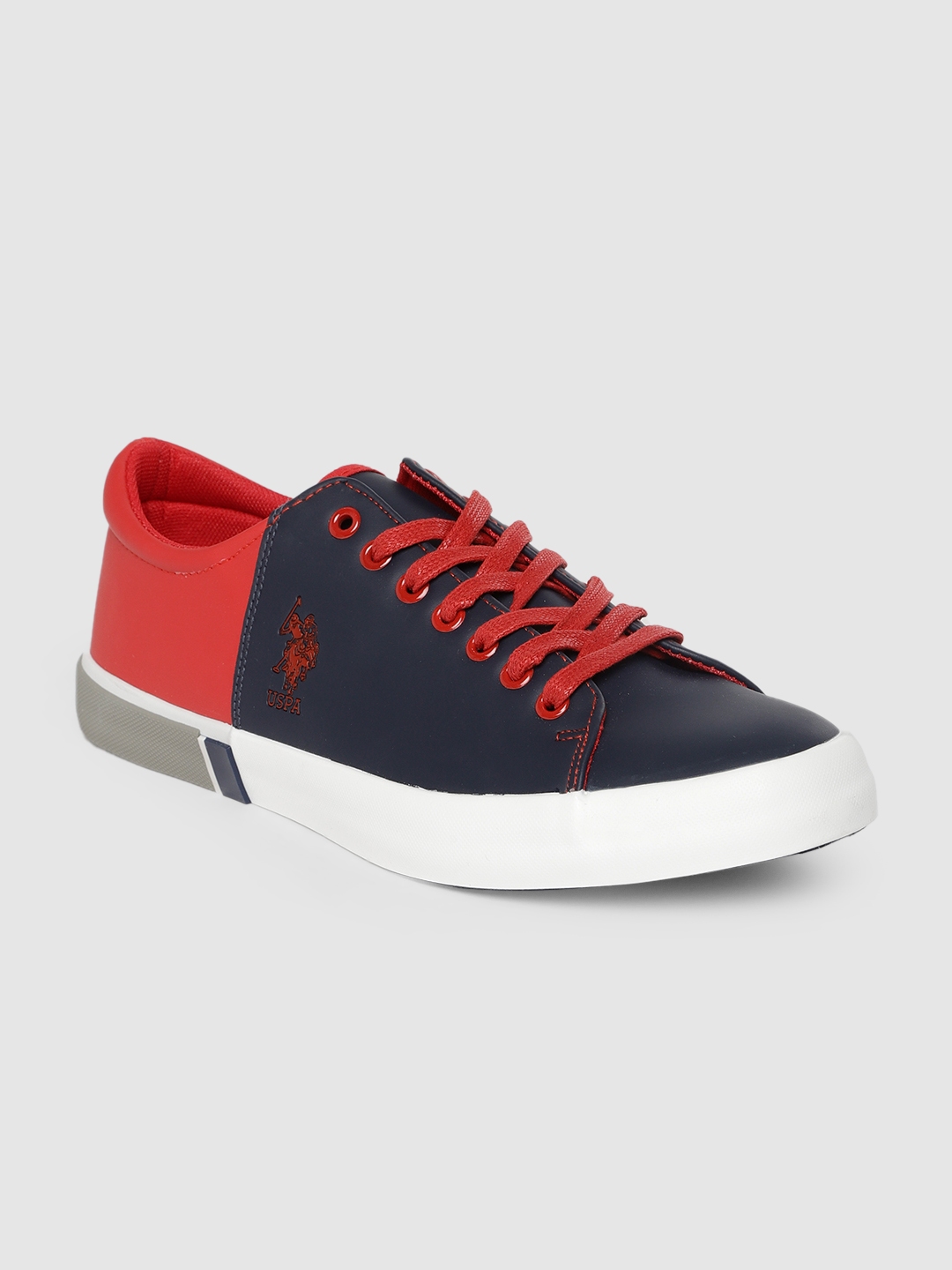 Buy Us Polo Assn Men Navy Blue And Red Colorblocked Sneakers Casual Shoes For Men 10331461