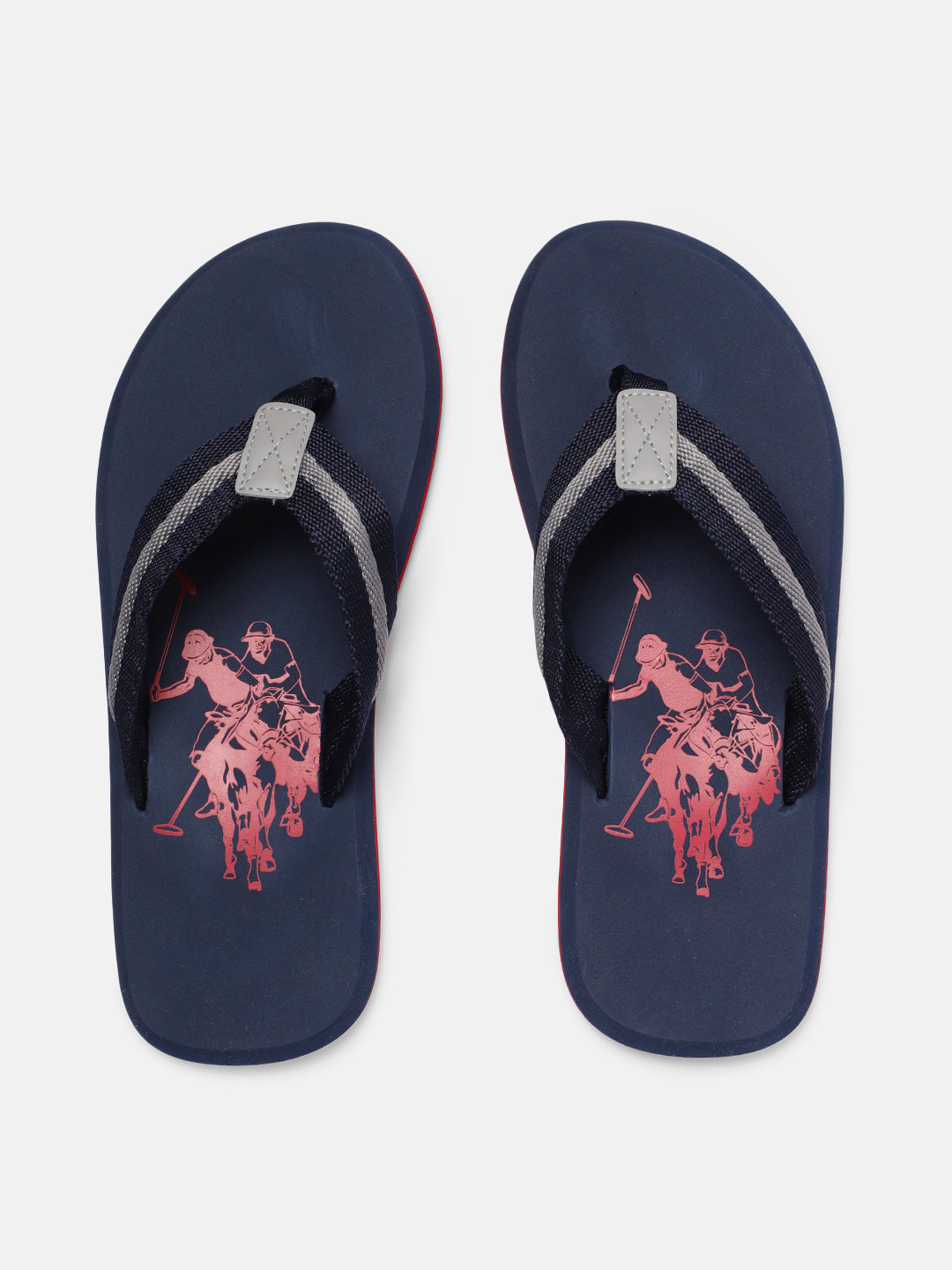 Buy U.S. Polo Assn. Men Navy Blue & Red Printed Thong Flip Flops - Flip ...