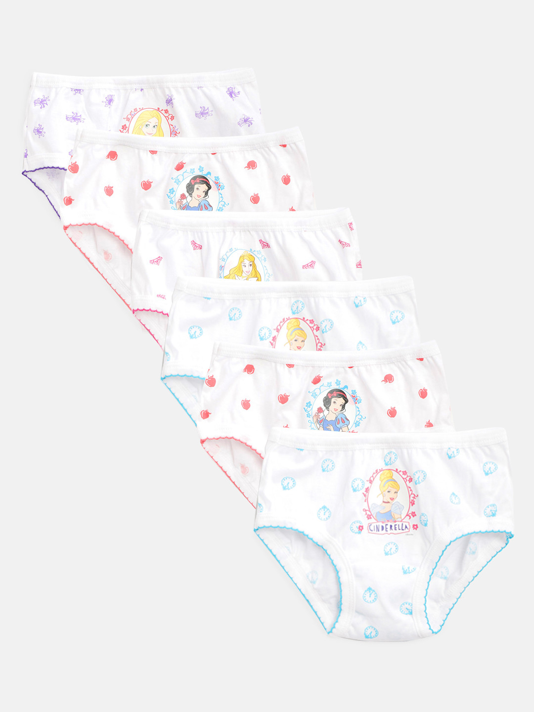 Buy Bodycare Girls Pack Of 6 White Disney Princess Printed Briefs ...