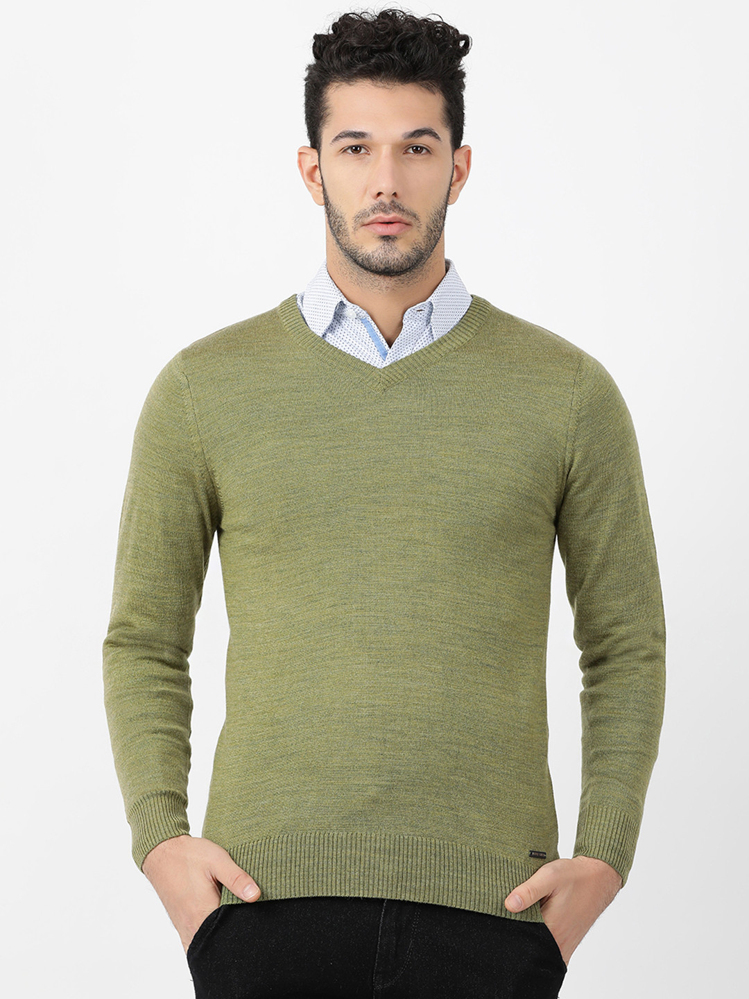 Buy Monte Carlo Men Olive Green Solid Sweater - Sweaters for Men ...