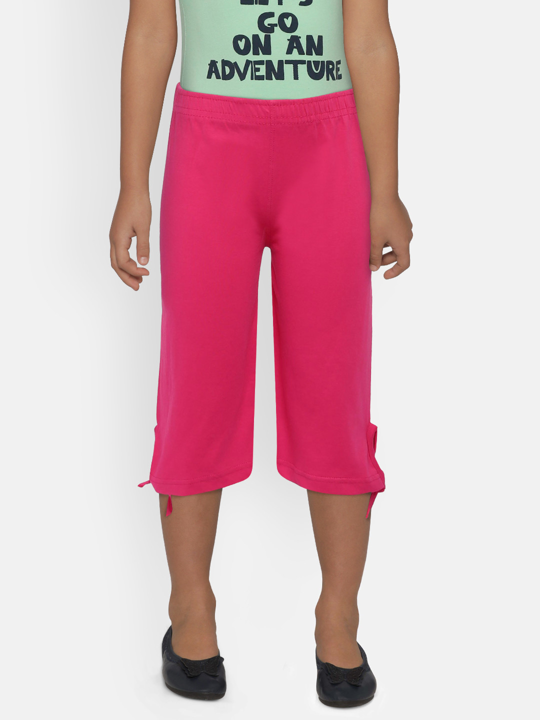 Buy SINI MINI Girls Pink Solid Regular Fit Capris - Capris for Girls ...