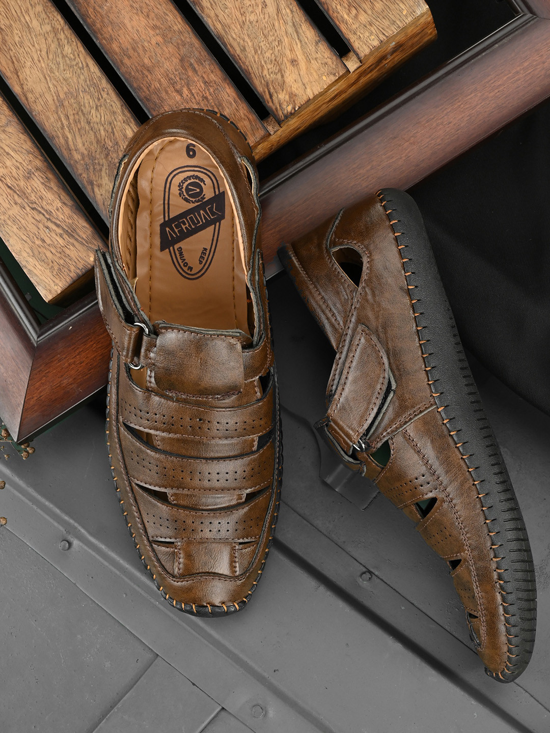 Buy AfroJack Men Brown Shoe Style Sandals - Sandals for Men 10355589 ...