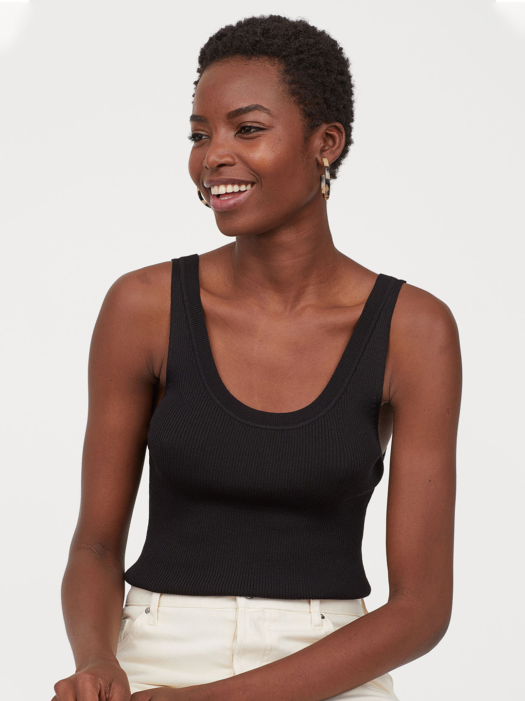 Buy H&M Women Black Ribbed Top - Tops for Women 10364117 | Myntra