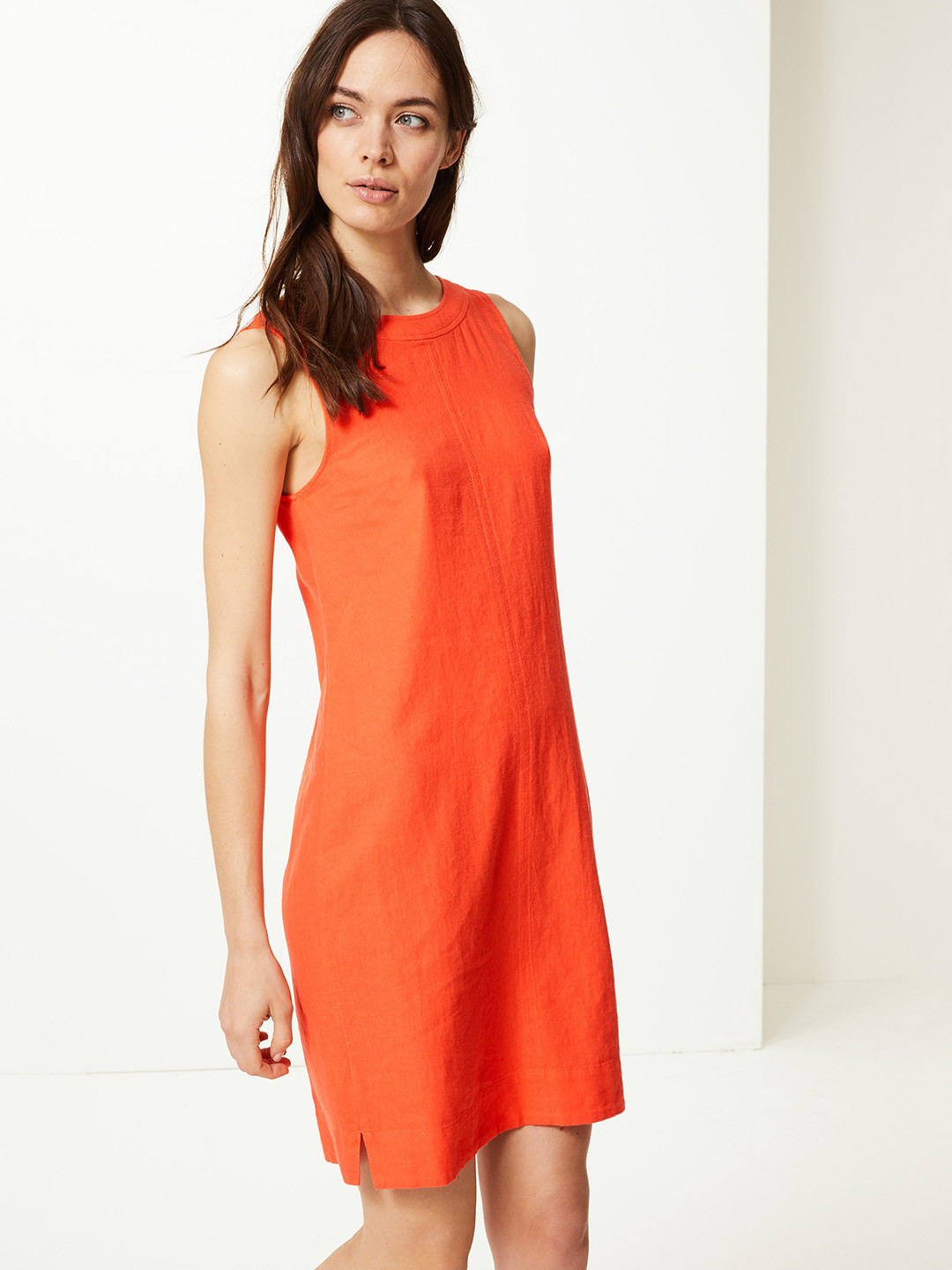 Buy Marks & Spencer Women Solid Orange Sheath Dress - Dresses for Women ...