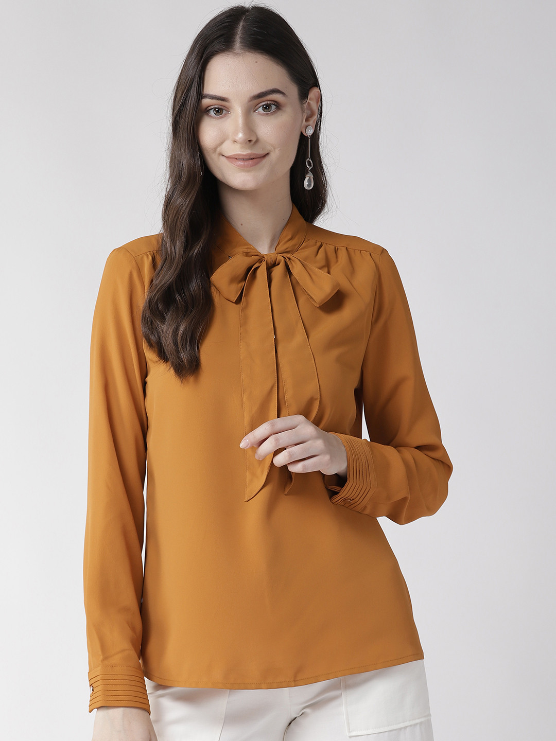 Buy Marks & Spencer Women Mustard Brown Solid Top - Tops for Women ...