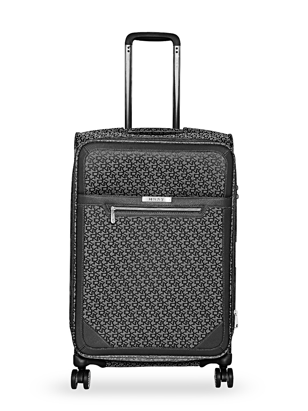 Buy DKNY Black Patterned Signature Softs Soft Sided Medium Trolley ...