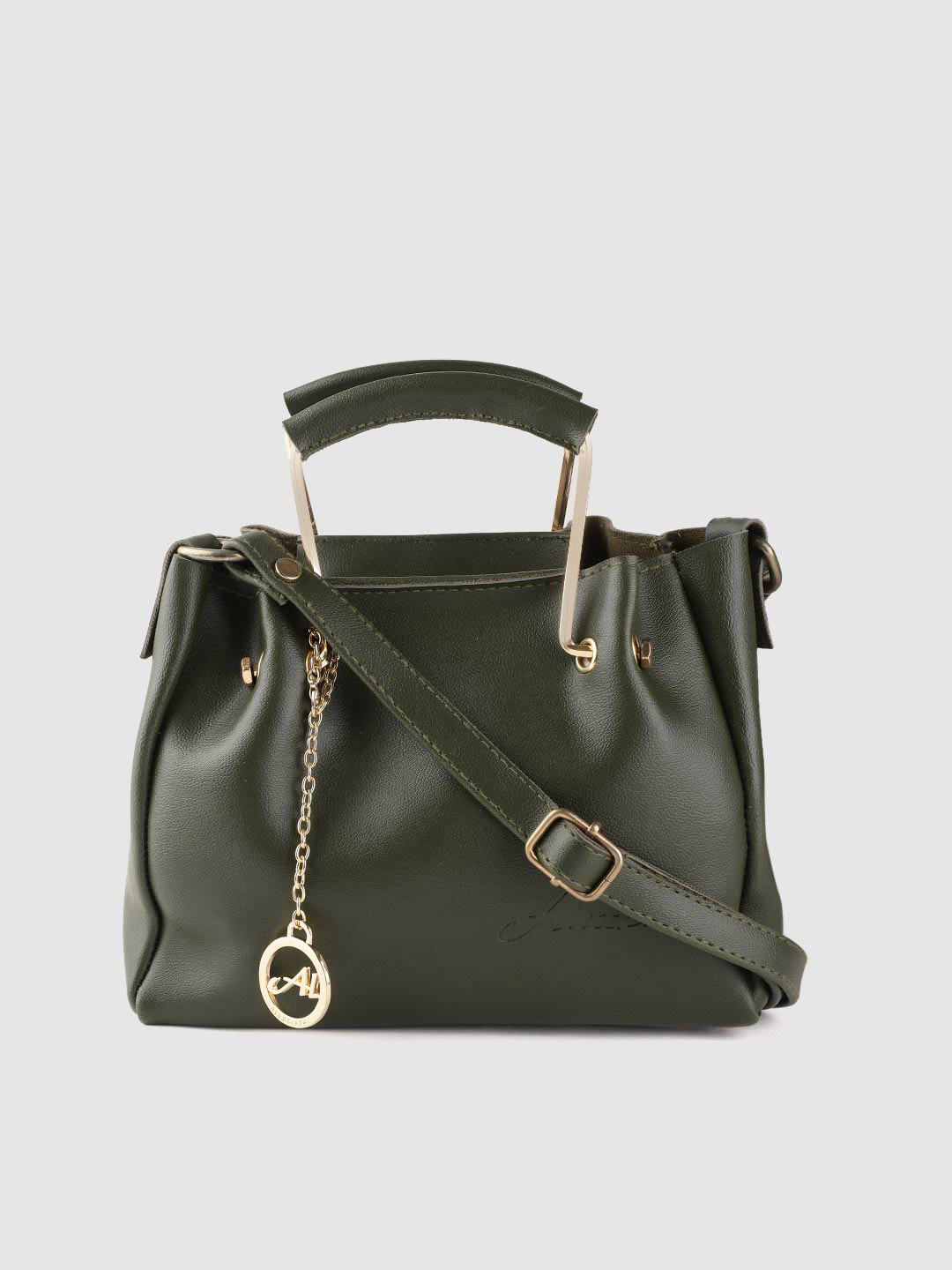 Buy Alessia74 Olive Green Solid Handheld Bag - Handbags for Women ...