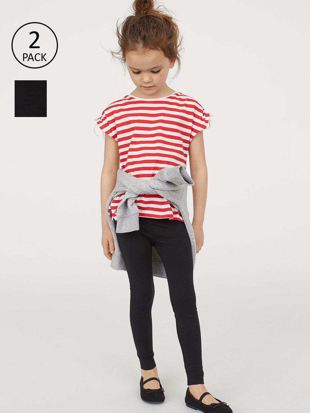Buy H&M Girls Black Solid 2 Pack Sustainable Leggings - Leggings for ...