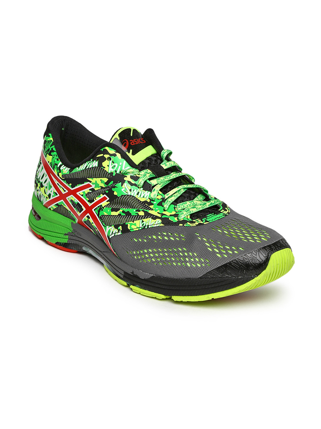 Buy ASICS Men Grey & Green Gel Noosa Tri 10 Printed Running Shoes ...
