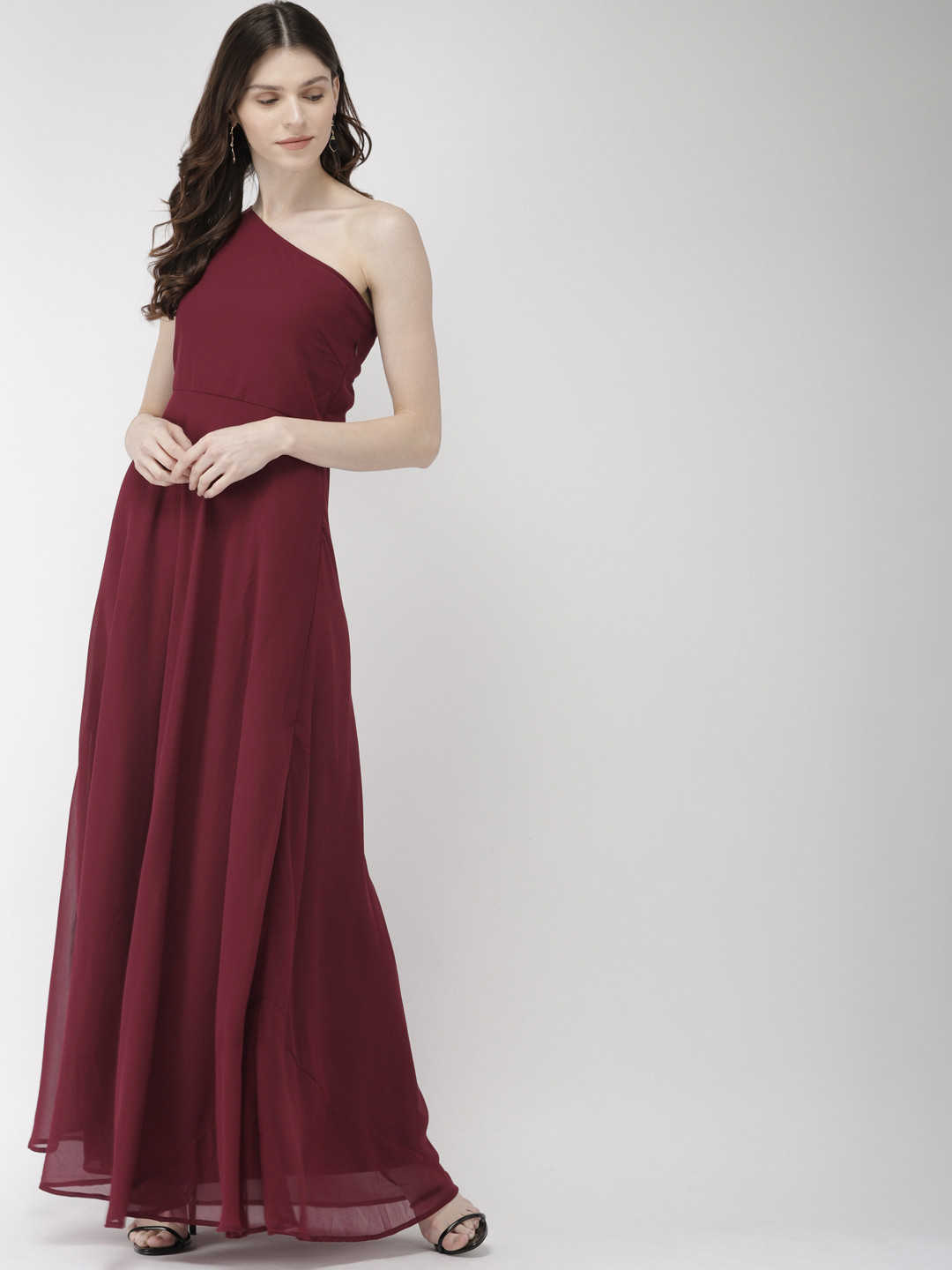 Buy 20Dresses Women Solid Maroon Maxi Dress - Dresses for Women ...
