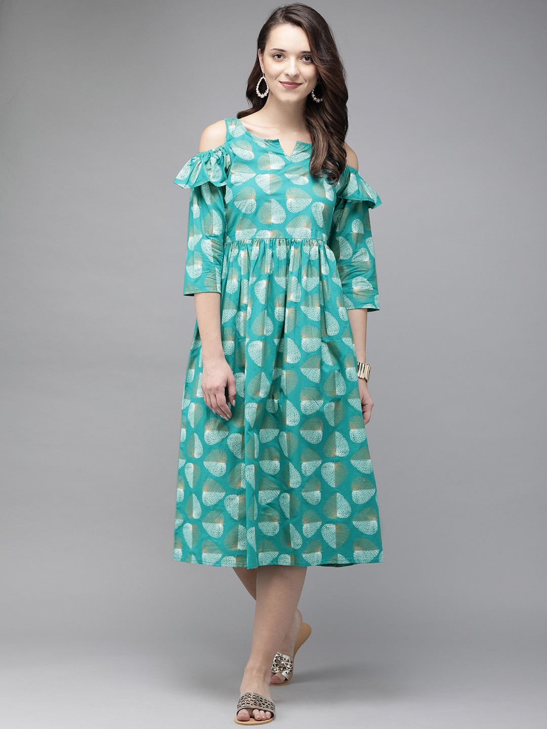 Buy Anouk Women Turquoise Blue Printed A Line Kurta - Kurtas for Women ...