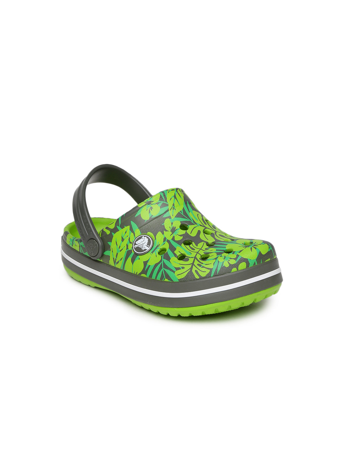 Buy Crocs Crocband Kids Grey Green Printed Clogs - Flip Flops for ...