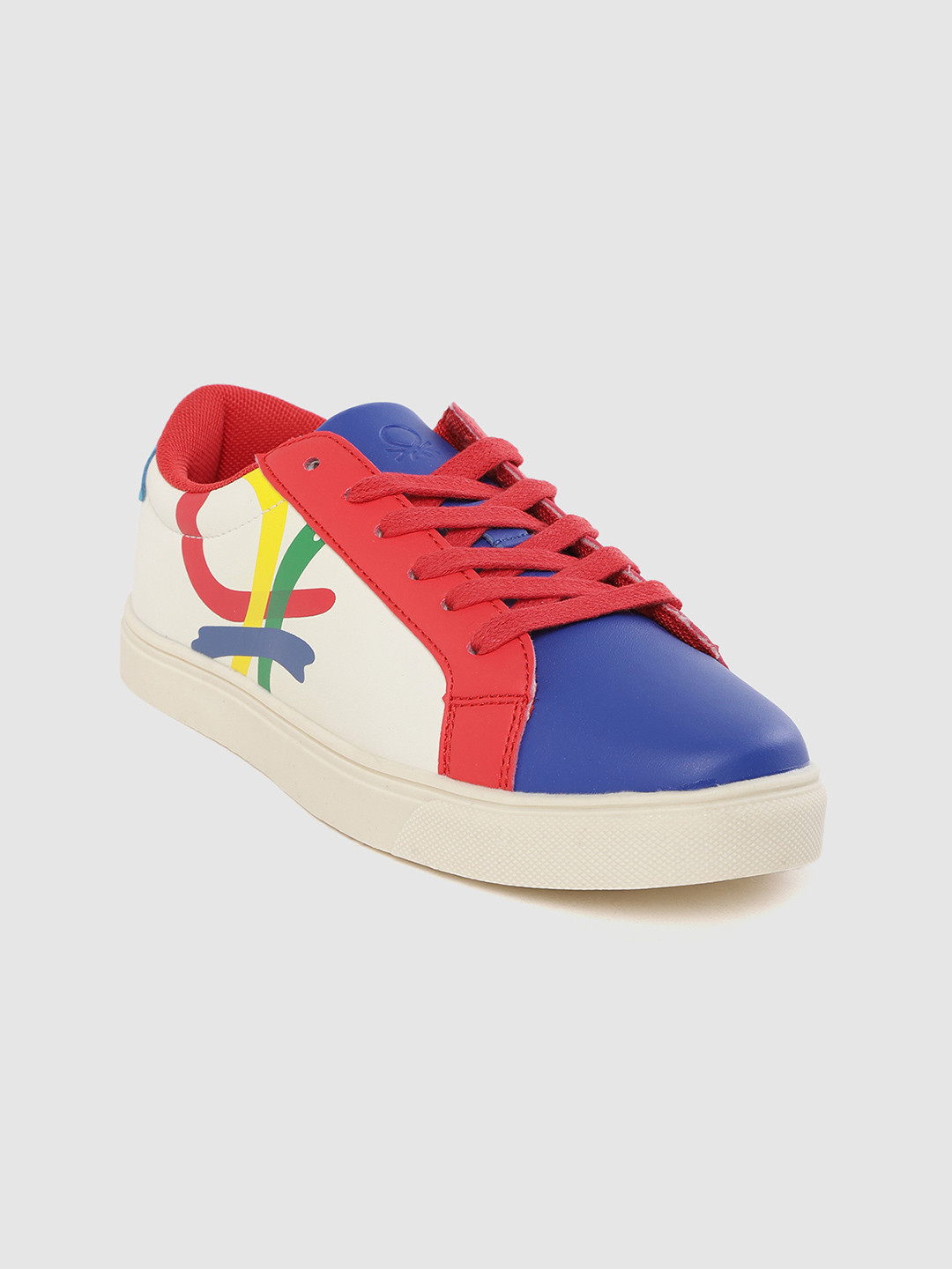 Buy United Colors Of Benetton Women White & Blue Colourblocked Sneakers ...