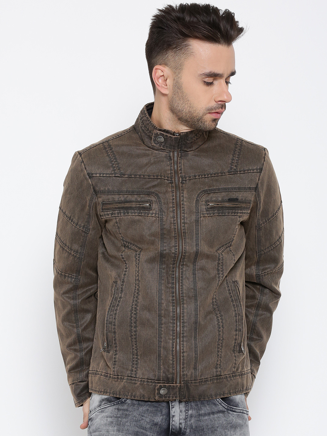 Buy Flying Machine Brown Denim Jacket - Jackets for Men 1044901 | Myntra
