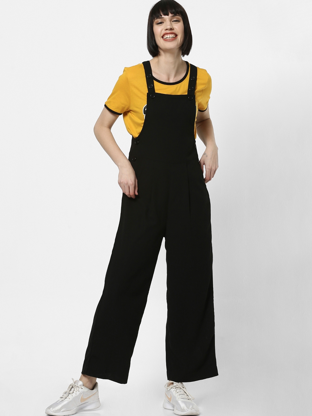 Buy Only Women Black Solid Dunagrees Dungarees For Women 10450690 Myntra