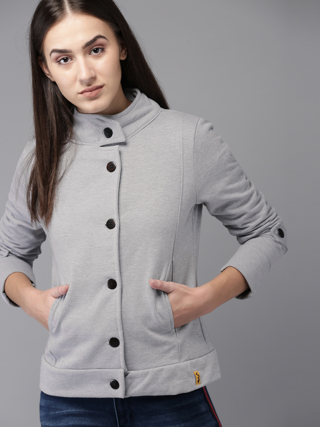 Buy Campus Sutra Women Grey Solid Tailored Jacket - Jackets for Women ...