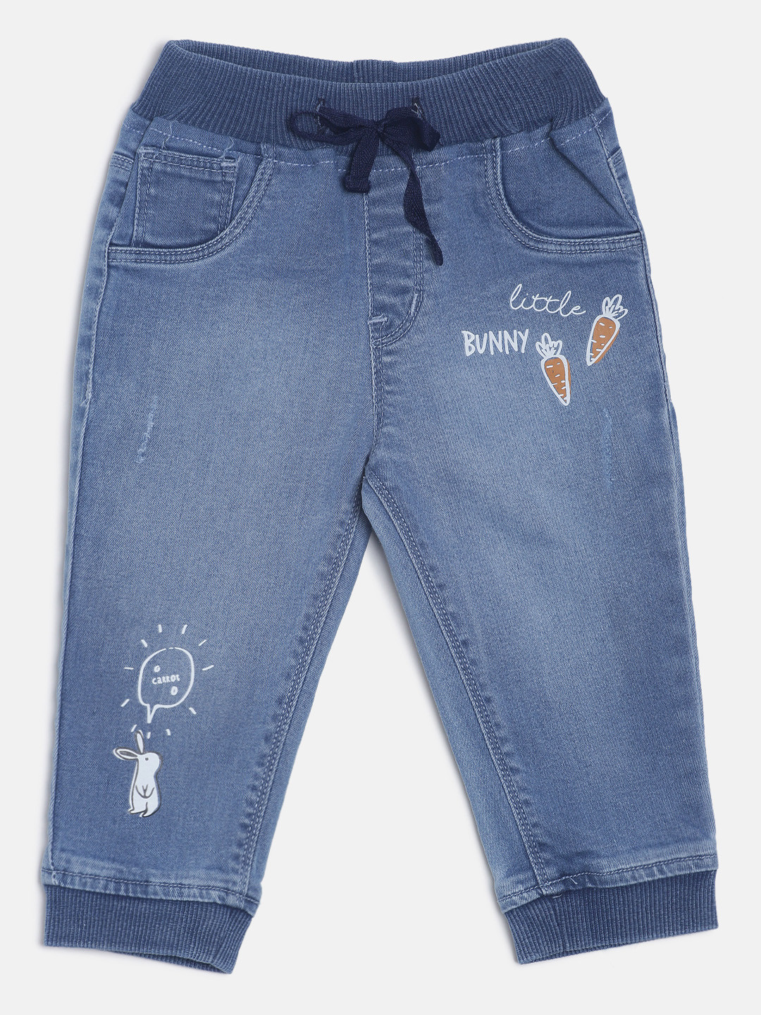 Buy Gini And Jony Girls Blue Jogger Mid Rise Clean Look Stretchable ...
