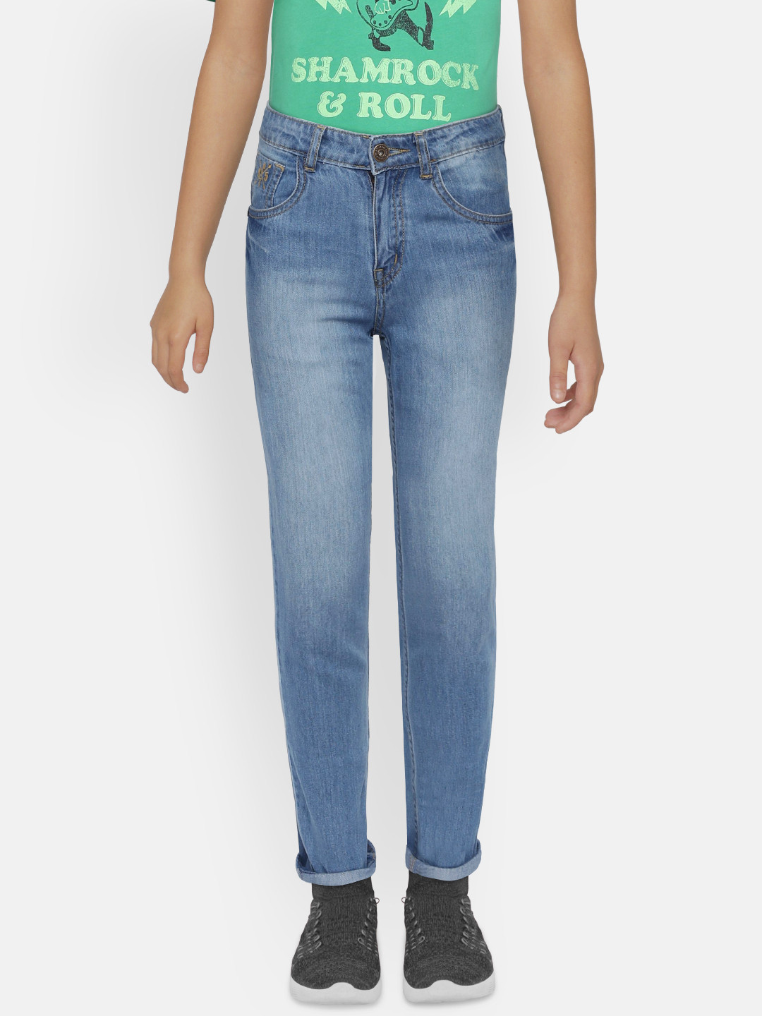 Buy Palm Tree Boys Blue Slim Fit Mid Rise Clean Look Stretchable Jeans ...