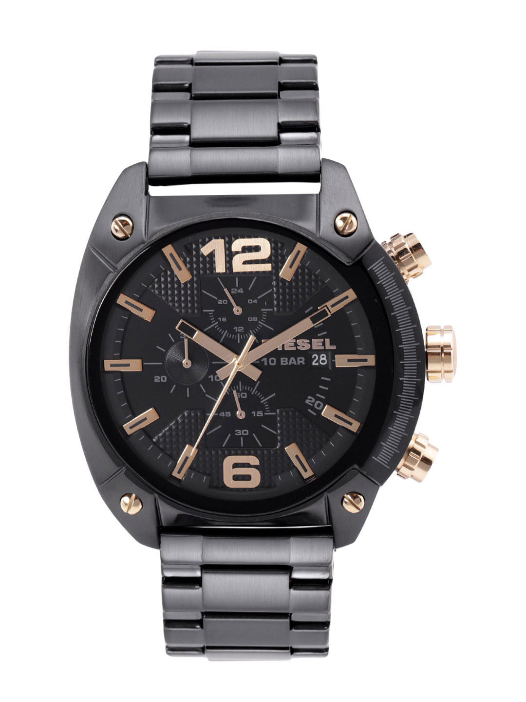 Buy DIESEL Men Black Dial & Stainless Steel Straps Analogue Watch ...