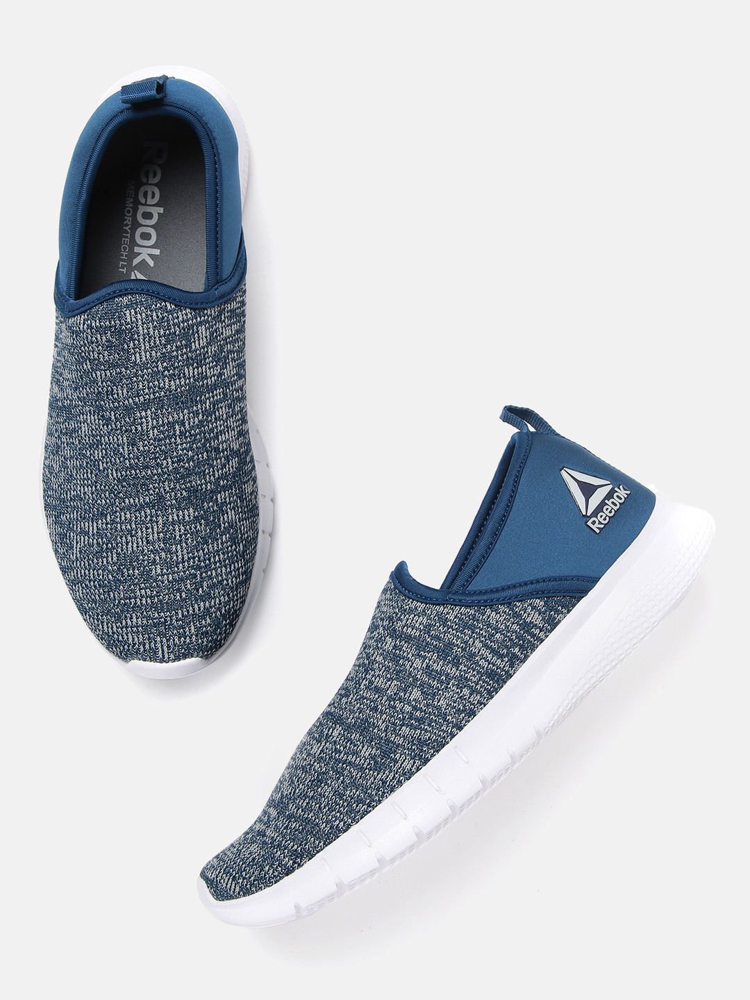 Buy Reebok Men Blue Woven Design Harmony Slip On LP Walking Shoes ...