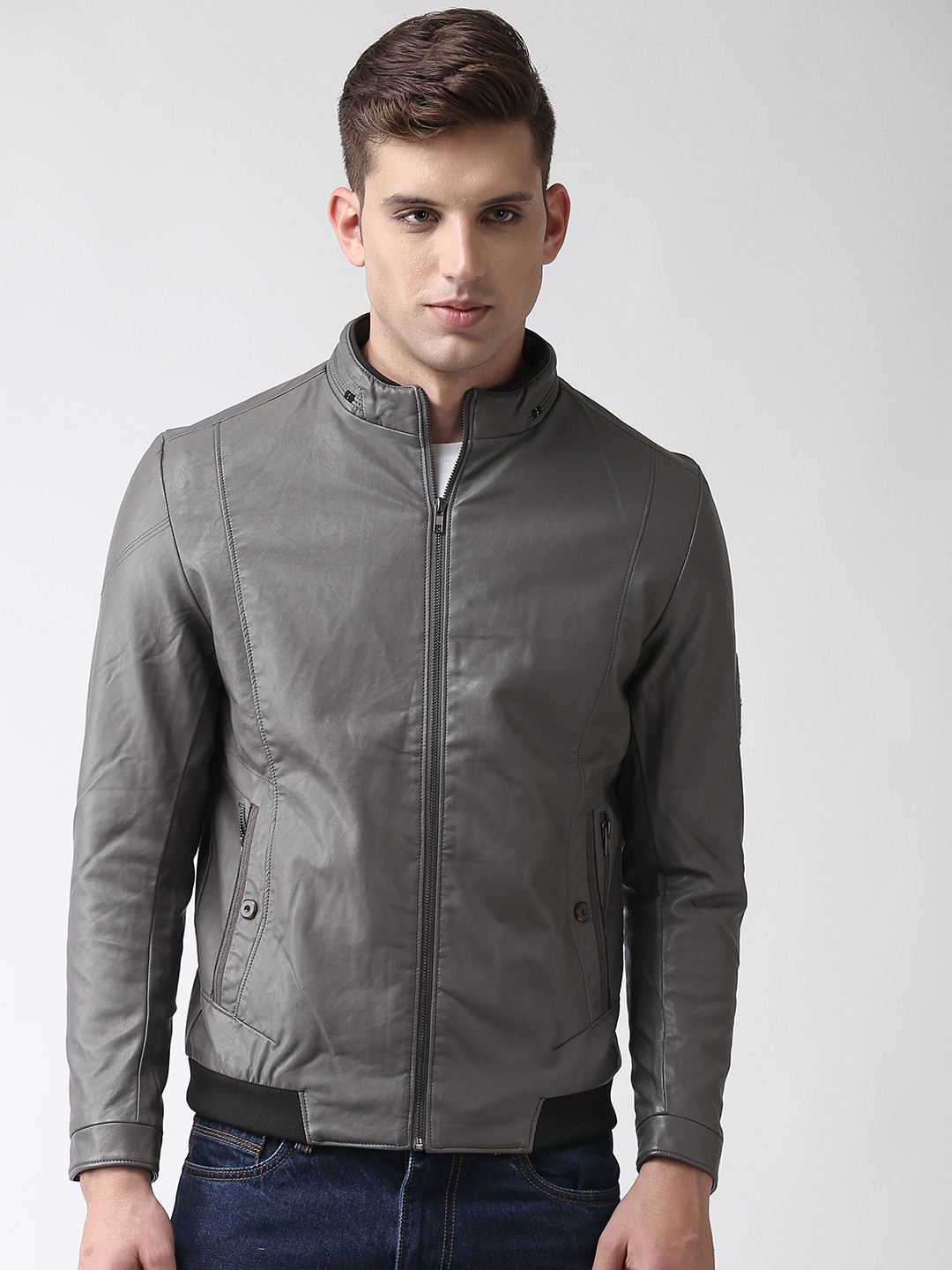 Buy Fort Collins Men Grey Solid Tailored Jacket - Jackets for Men ...