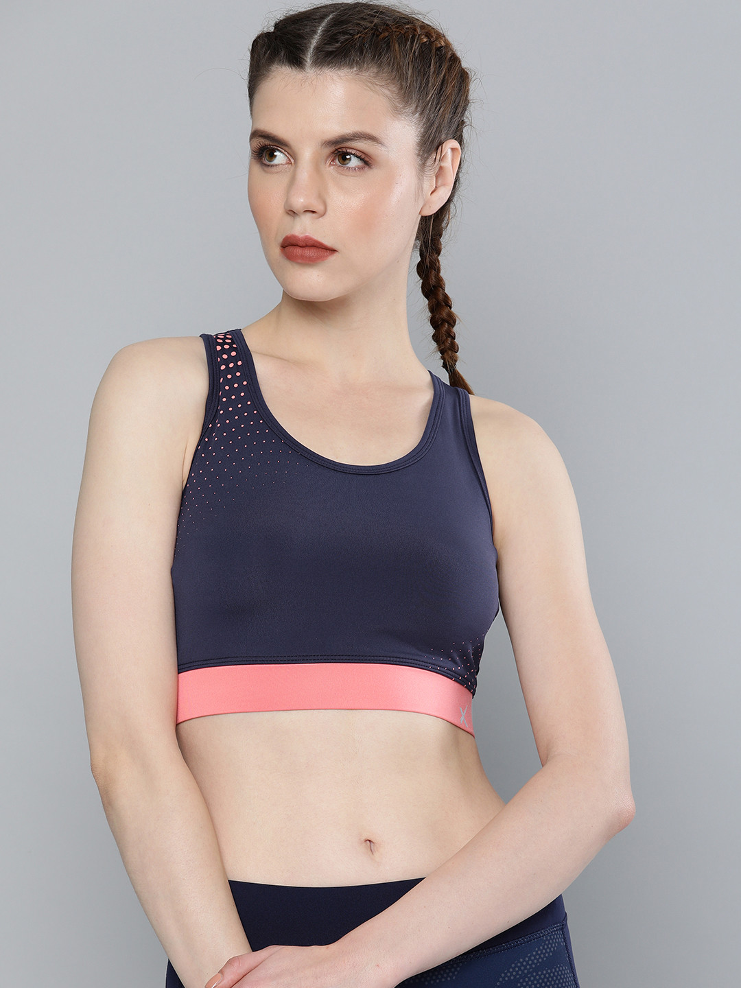 Buy HRX By Hrithik Roshan Navy Blue Rapid Dry Medium Support Running ...