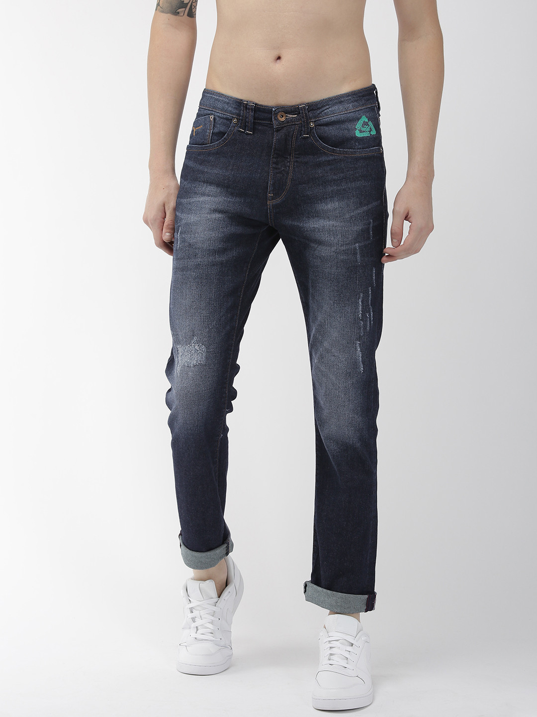 Buy Flying Machine Men Blue Micheal Slim Tapered Fit Mid Rise Low ...