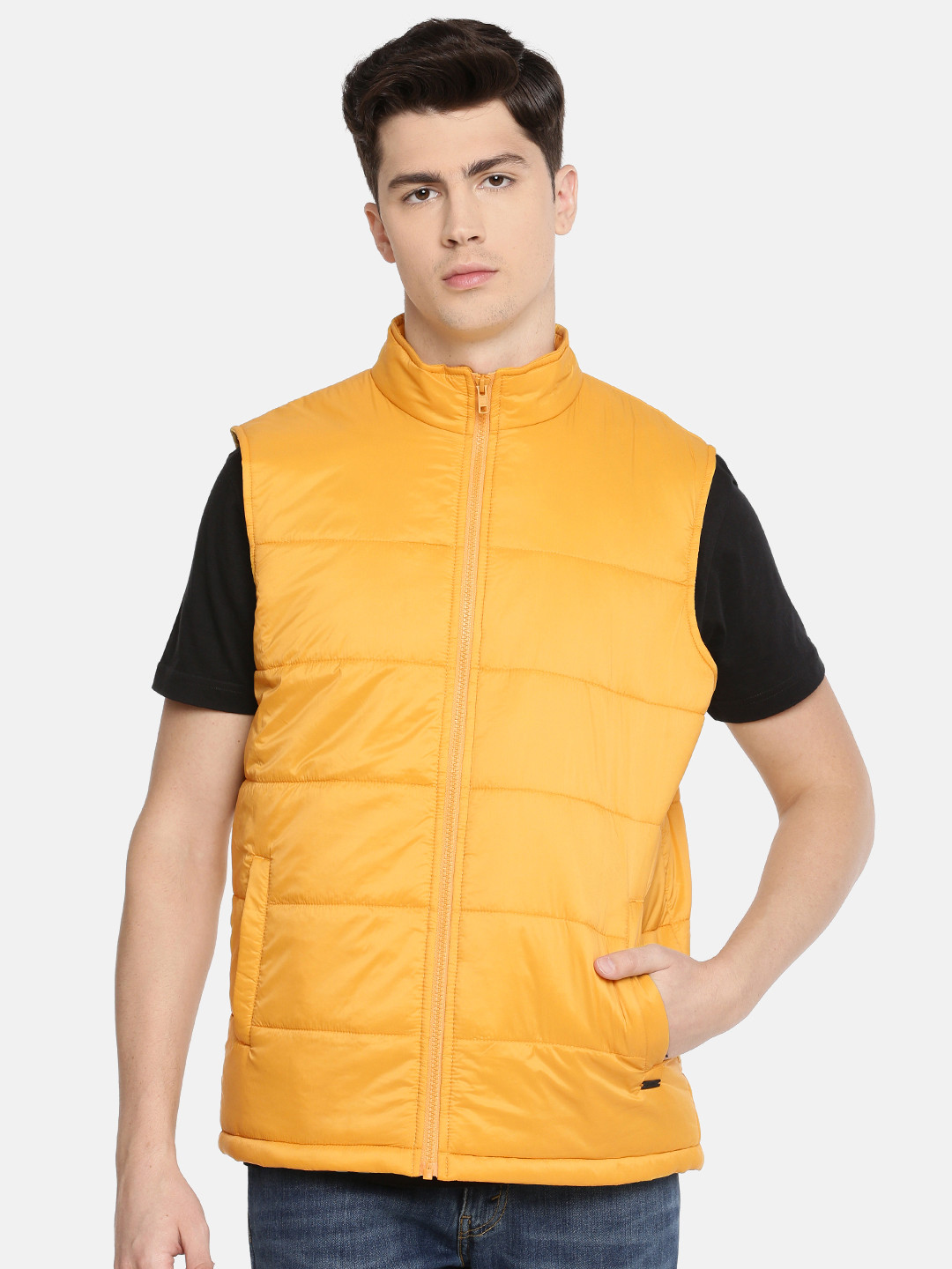 Buy Parx Men Mustard Yellow Solid Puffer Jacket - Jackets for Men ...