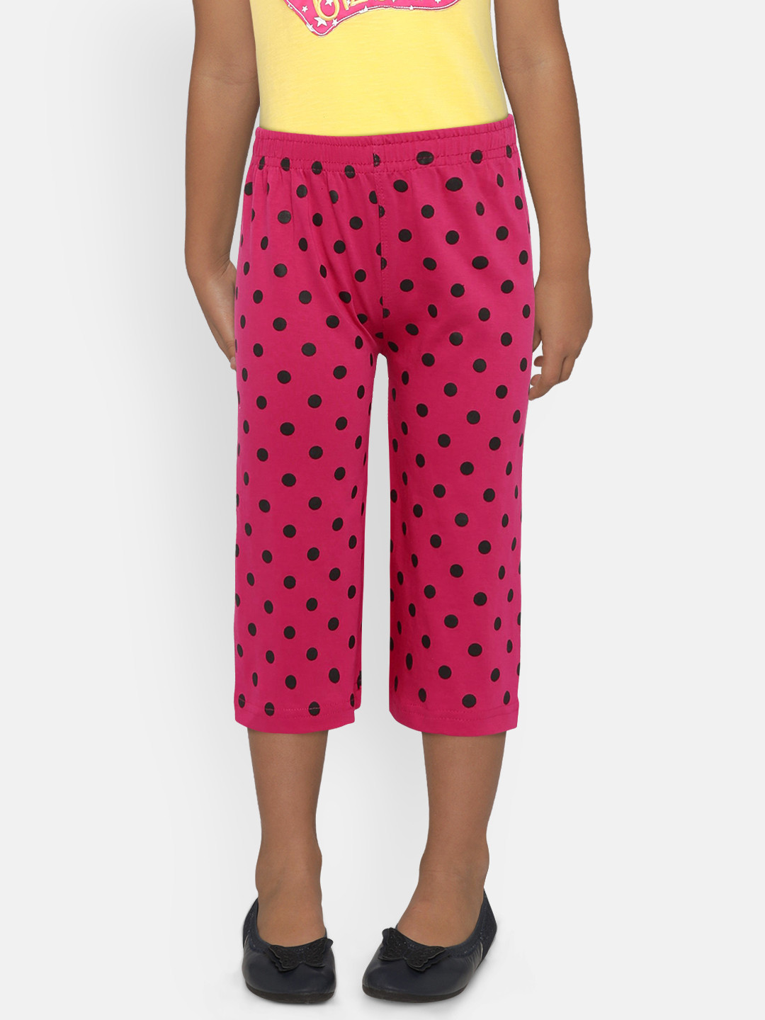 Buy SINI MINI Girls Pink & Black Printed Regular Fit Capris - Capris ...