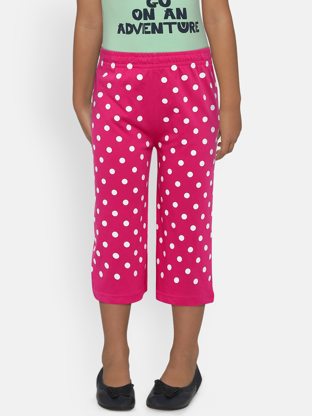 Buy SINI MINI Girls Pink & White Printed Regular Fit Capris - Capris ...