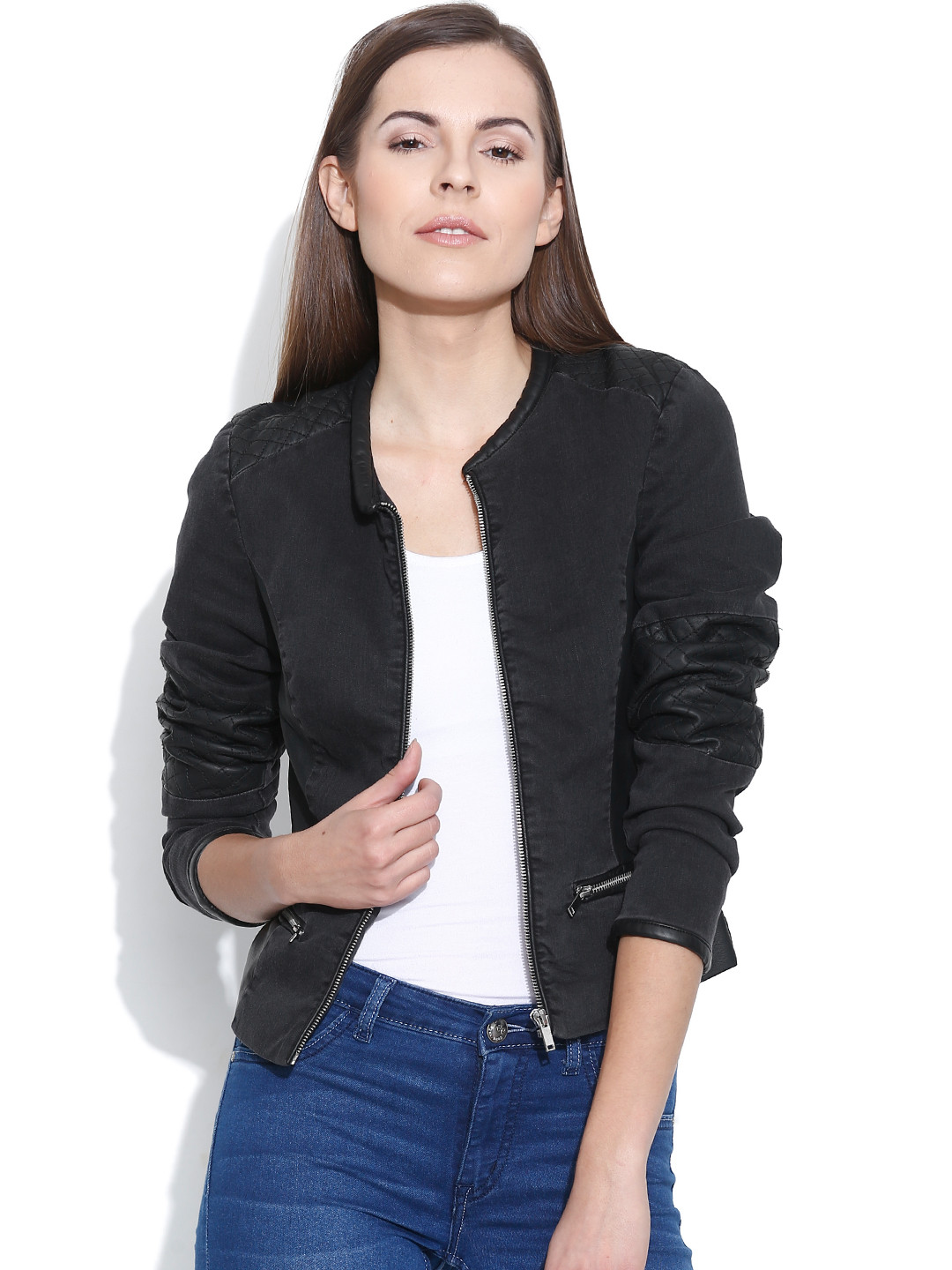 Buy Vero Moda Charcoal Grey Panelled Jacket - Jackets for Women 1051606 ...