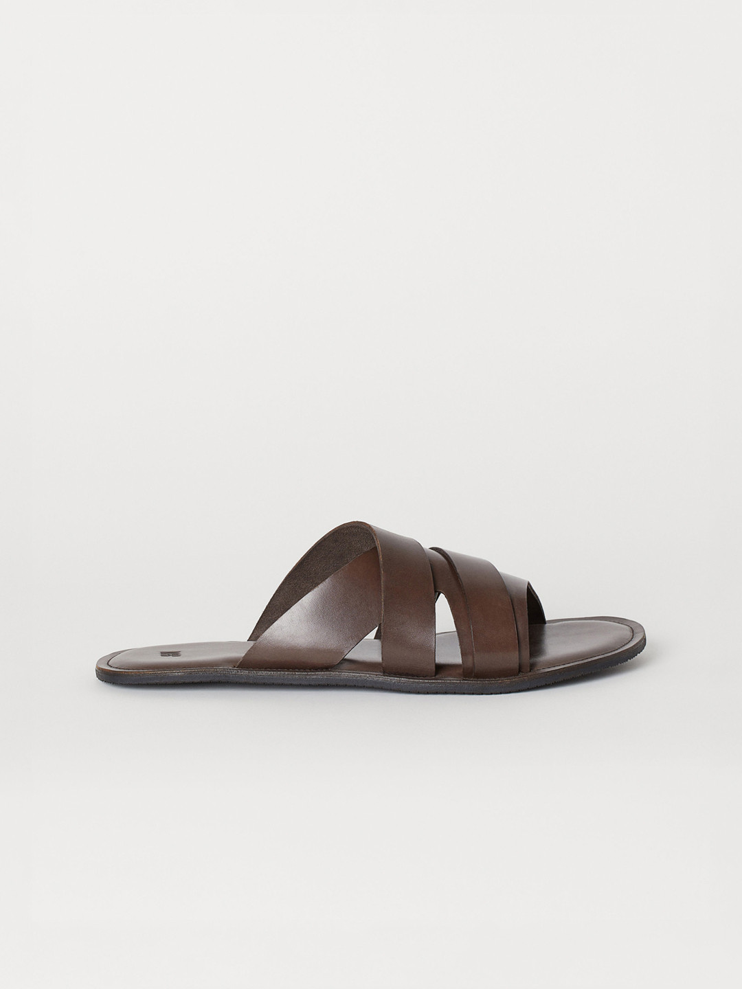 Buy H&M Men Brown Solid Leather Mules - Sandals for Men 10516680 | Myntra